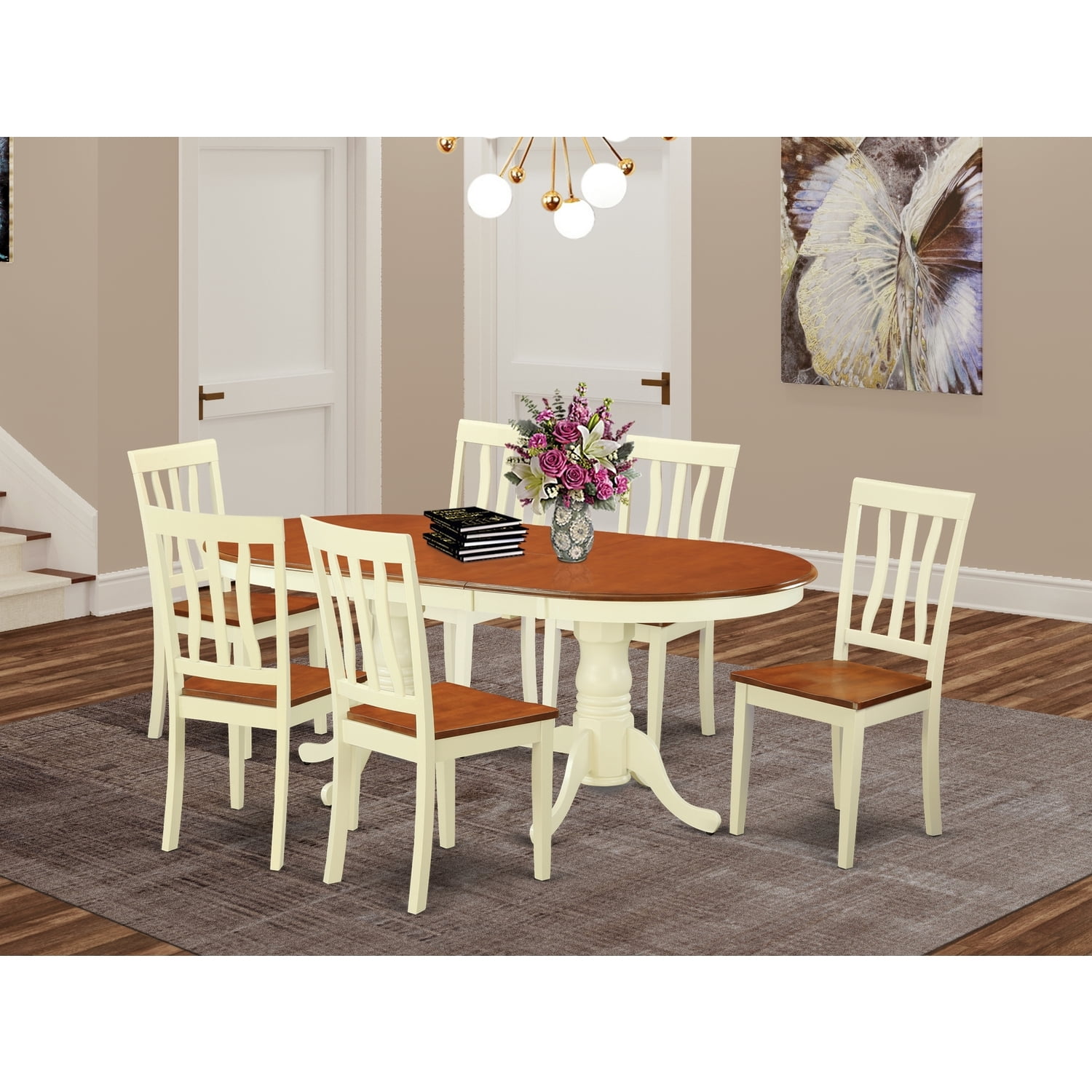 Rustic Ranch Dinette Set - Solid Wood Table & 8 Chairs - Kitchen Dining ...