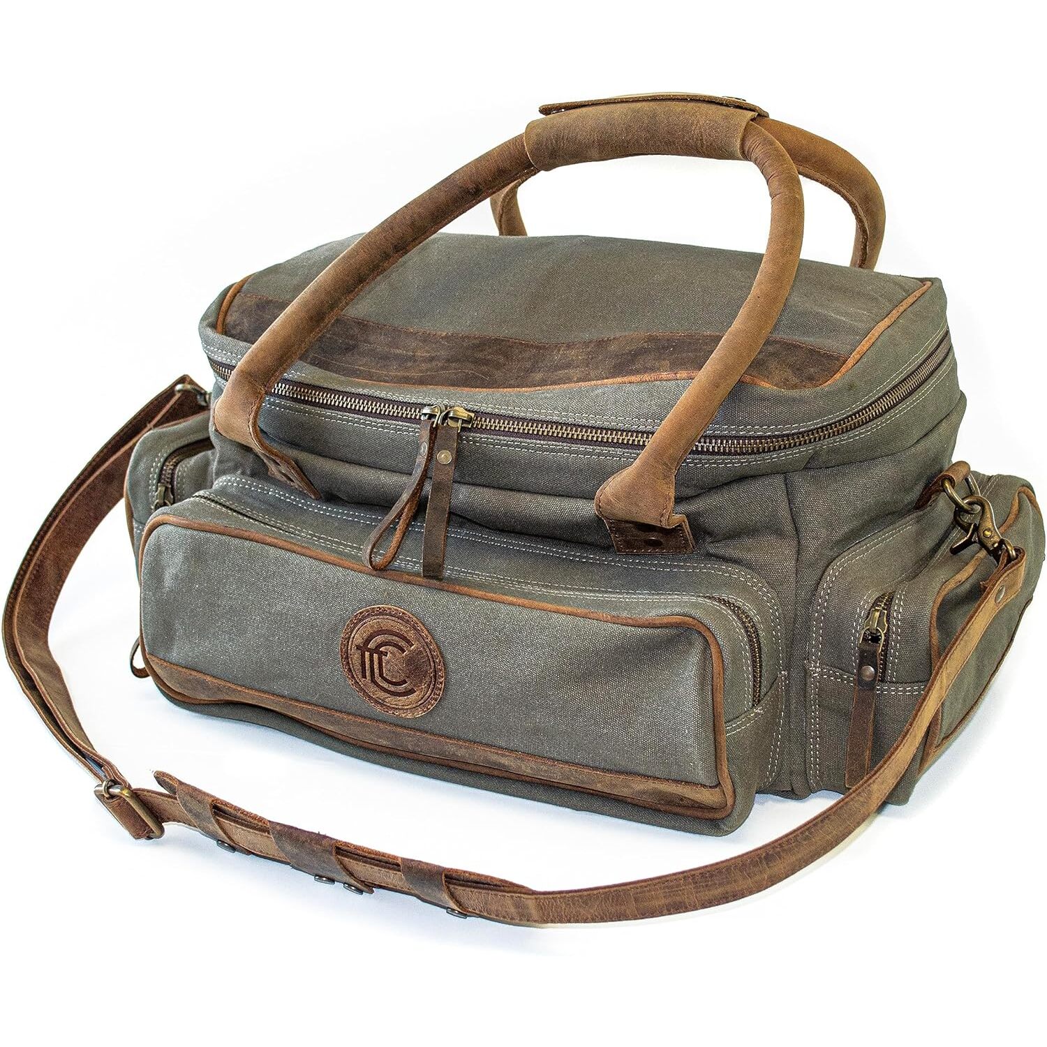HomeStock Rustic Recluse Canvas & Leather Field/Range Bag, 20"x9"x13 ...