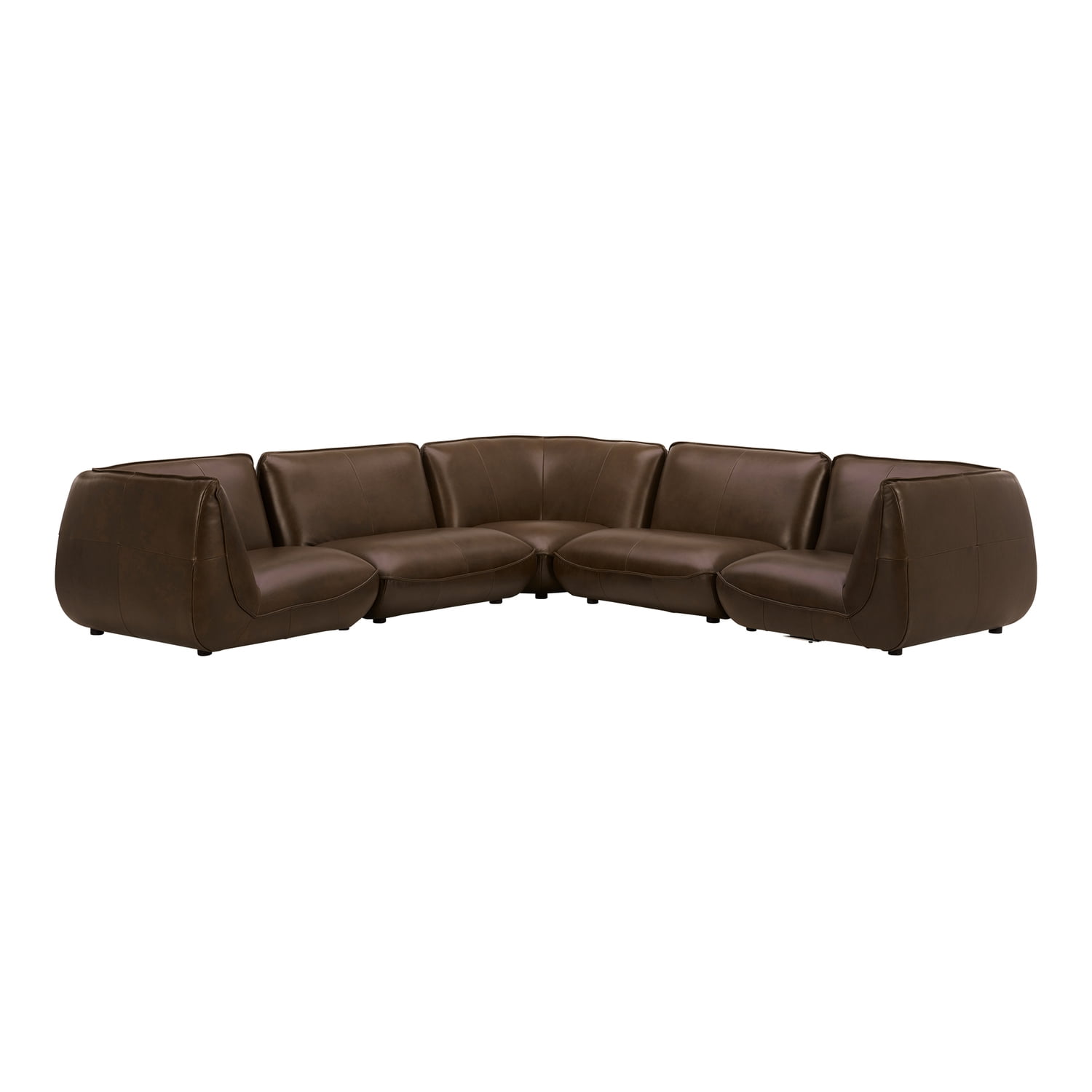 HomeStock Rustic Recluse Classic L-Shaped Modular Leather Sectional ...