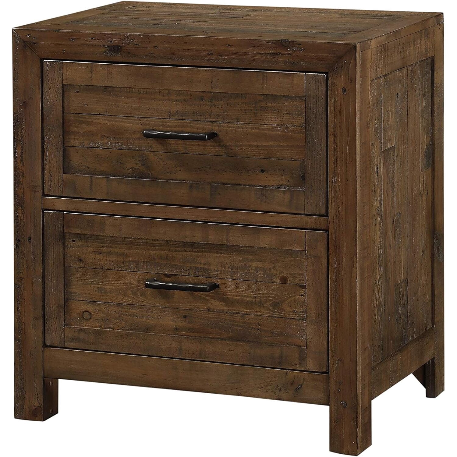 HomeStock Rustic Recluse Coffee Brown Nightstand with Solid Wood ...