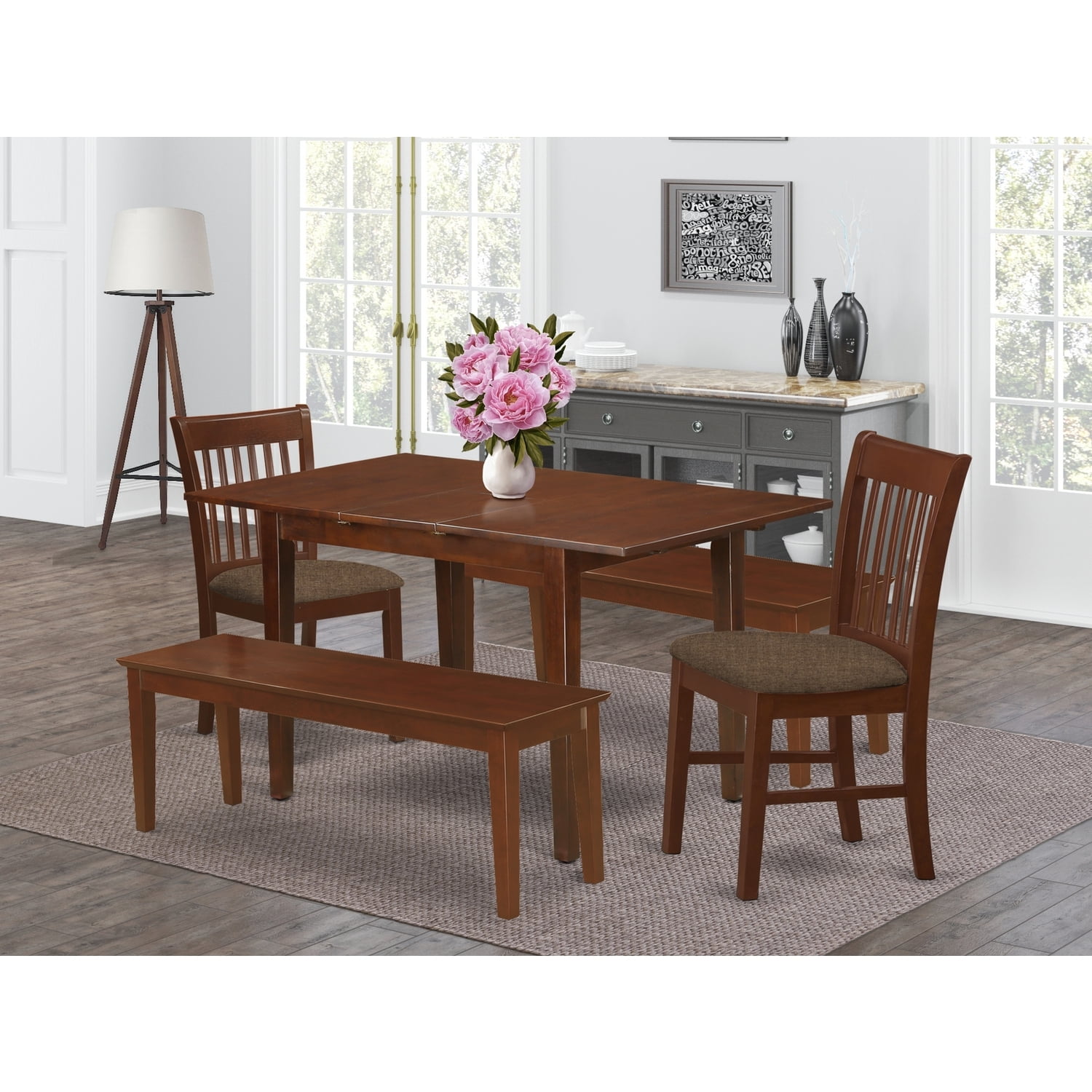 Small Dining Table Set with Chairs & Bench - Rustic Farmhouse Table for ...