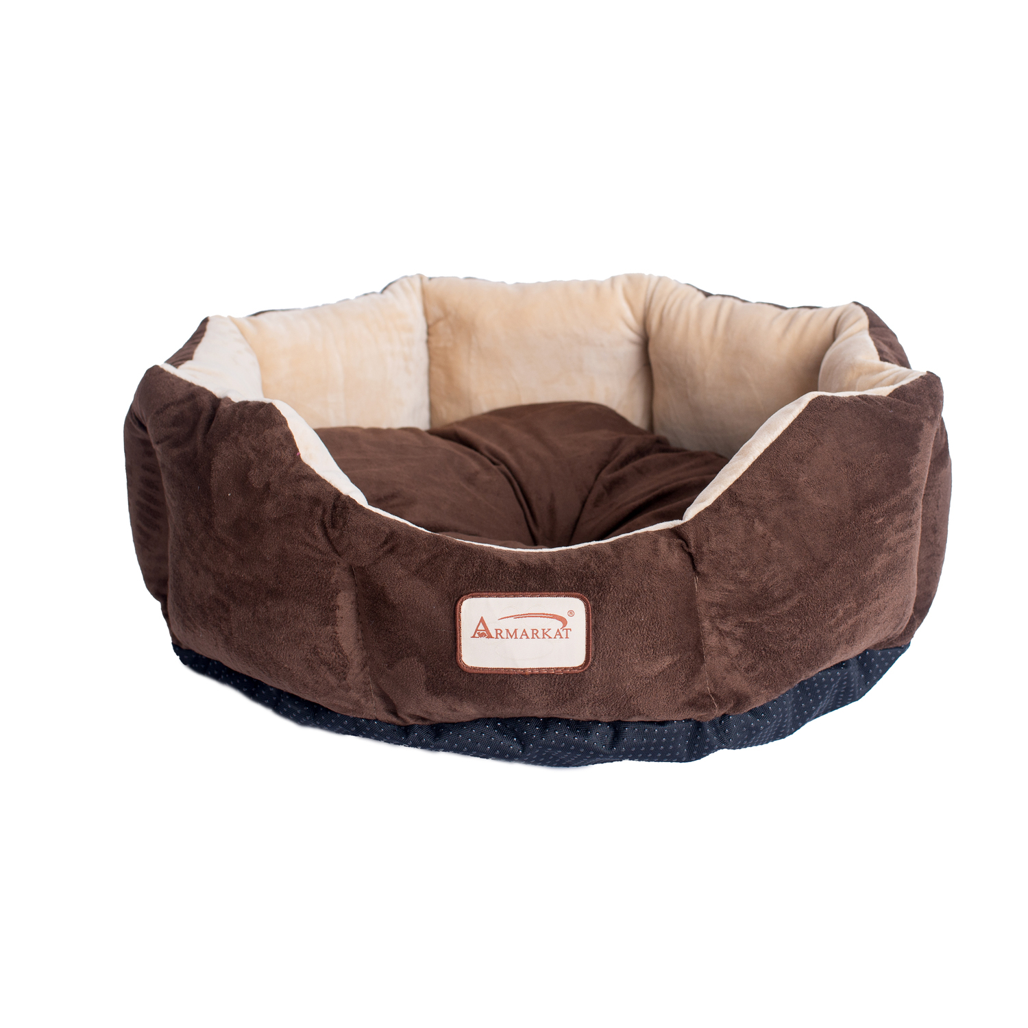 HomeStock Rustic Recluse Pet Bed - 20"x20"x8" - Mocha/Beige Faux Suede ...