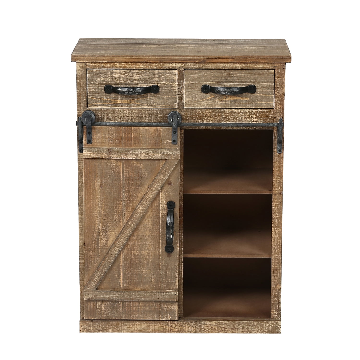 HomeStock Rustic Recluse Rustic Wood Sliding Barn Door Storage Cabinet ...