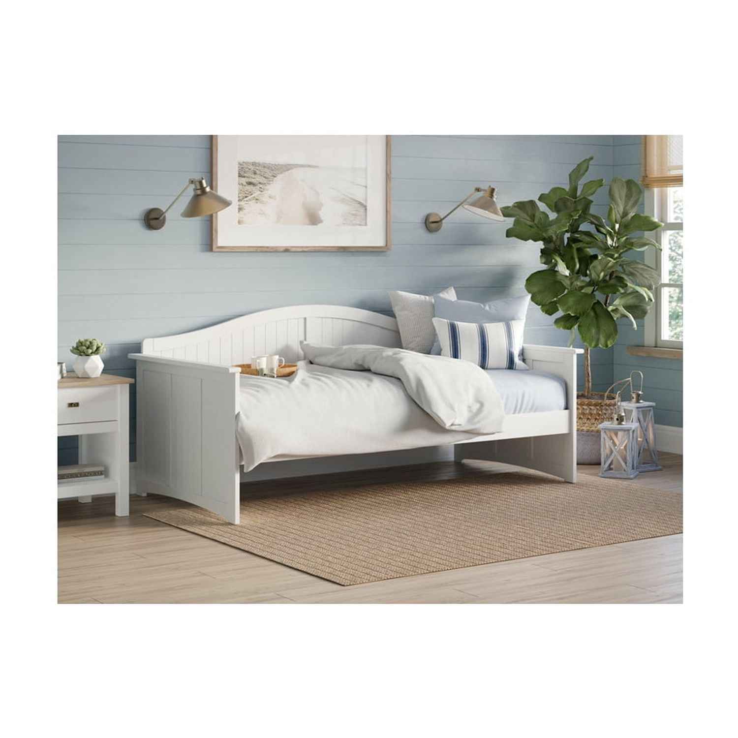 HomeStock Rustic Recluse Twin Wood Daybed - White Beadboard Design ...