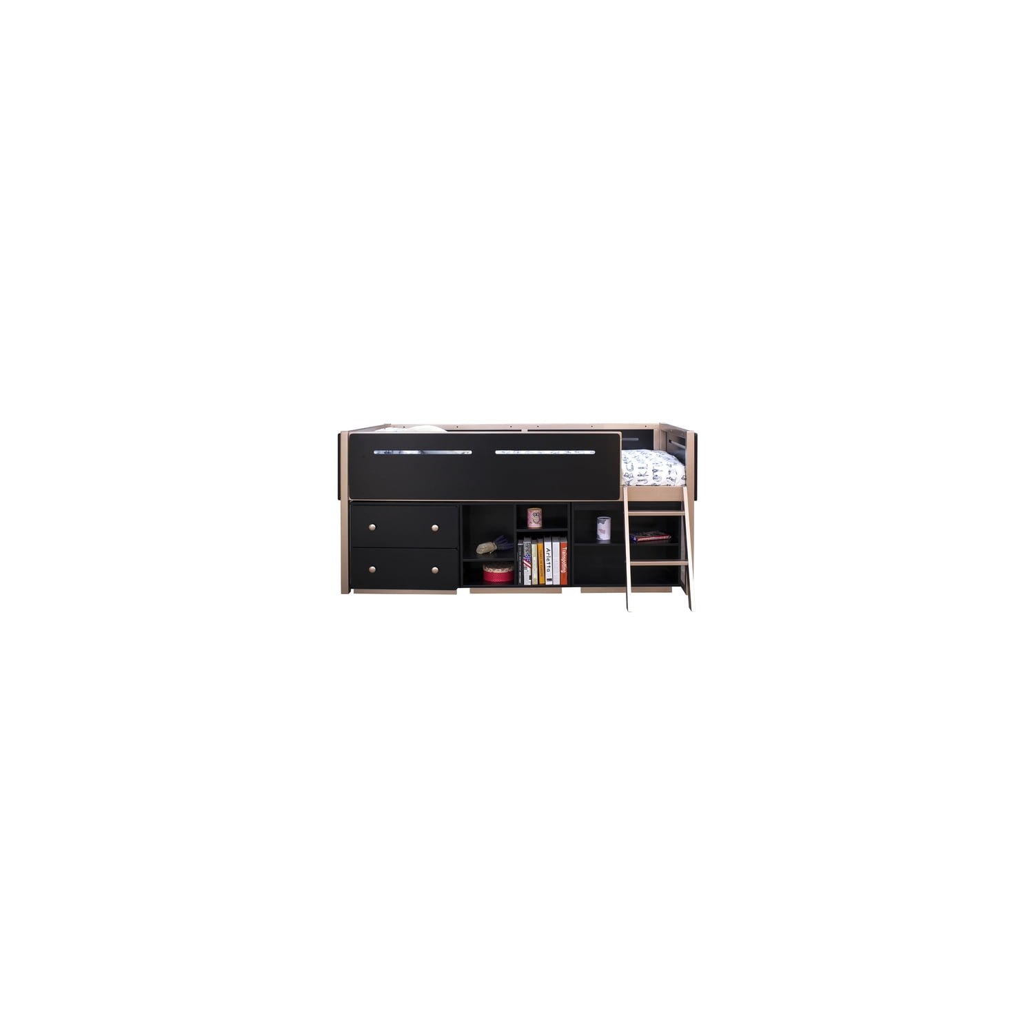 HomeStock Rustic Refinement Bookshelf (2 Compartments) in Black & Rose ...