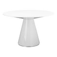 Round Dining Table - 47 Inch White Modern Table, Glossy Finish ...