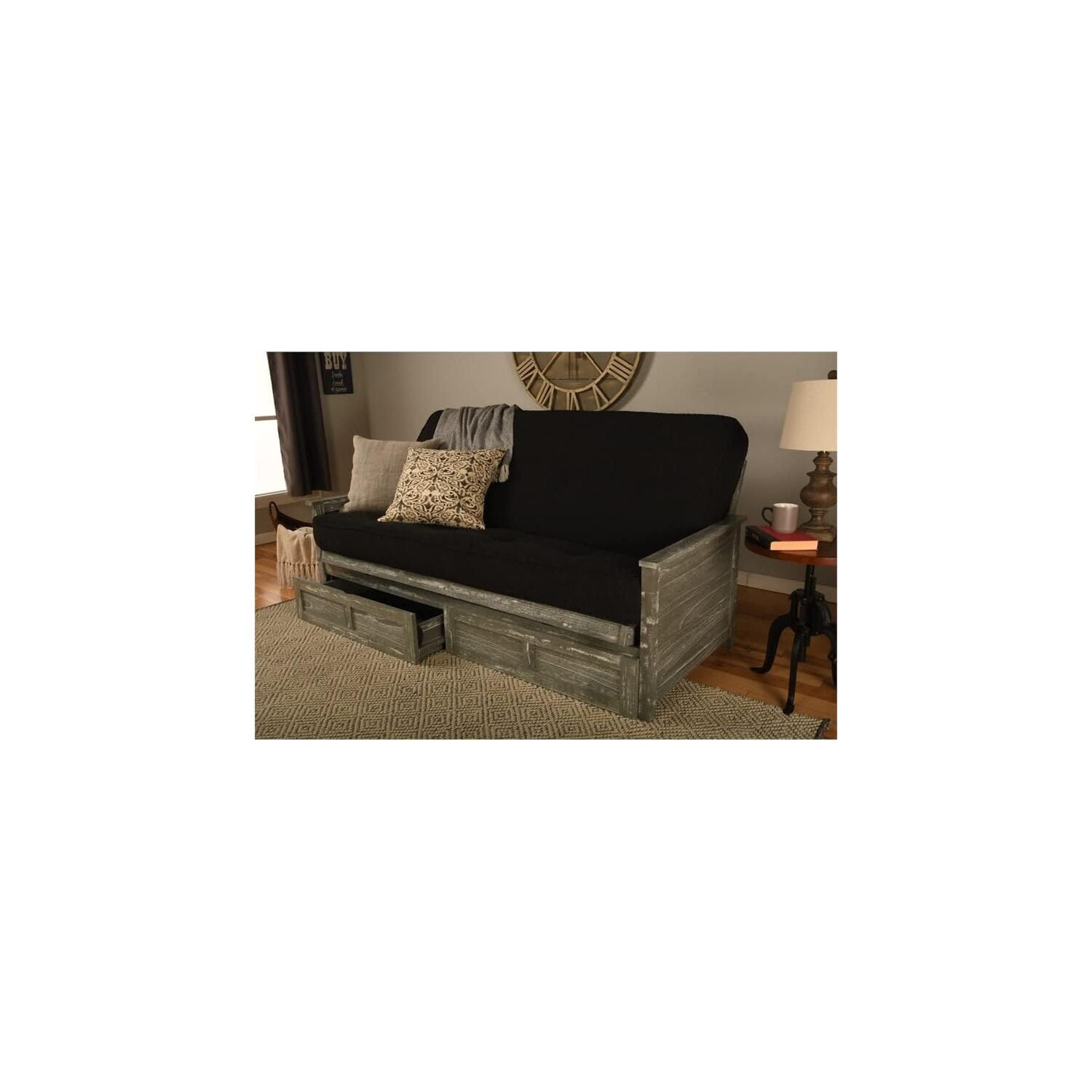 HomeStock Rustic Refinement Full Size Weathered Finish Futon Frame Set ...