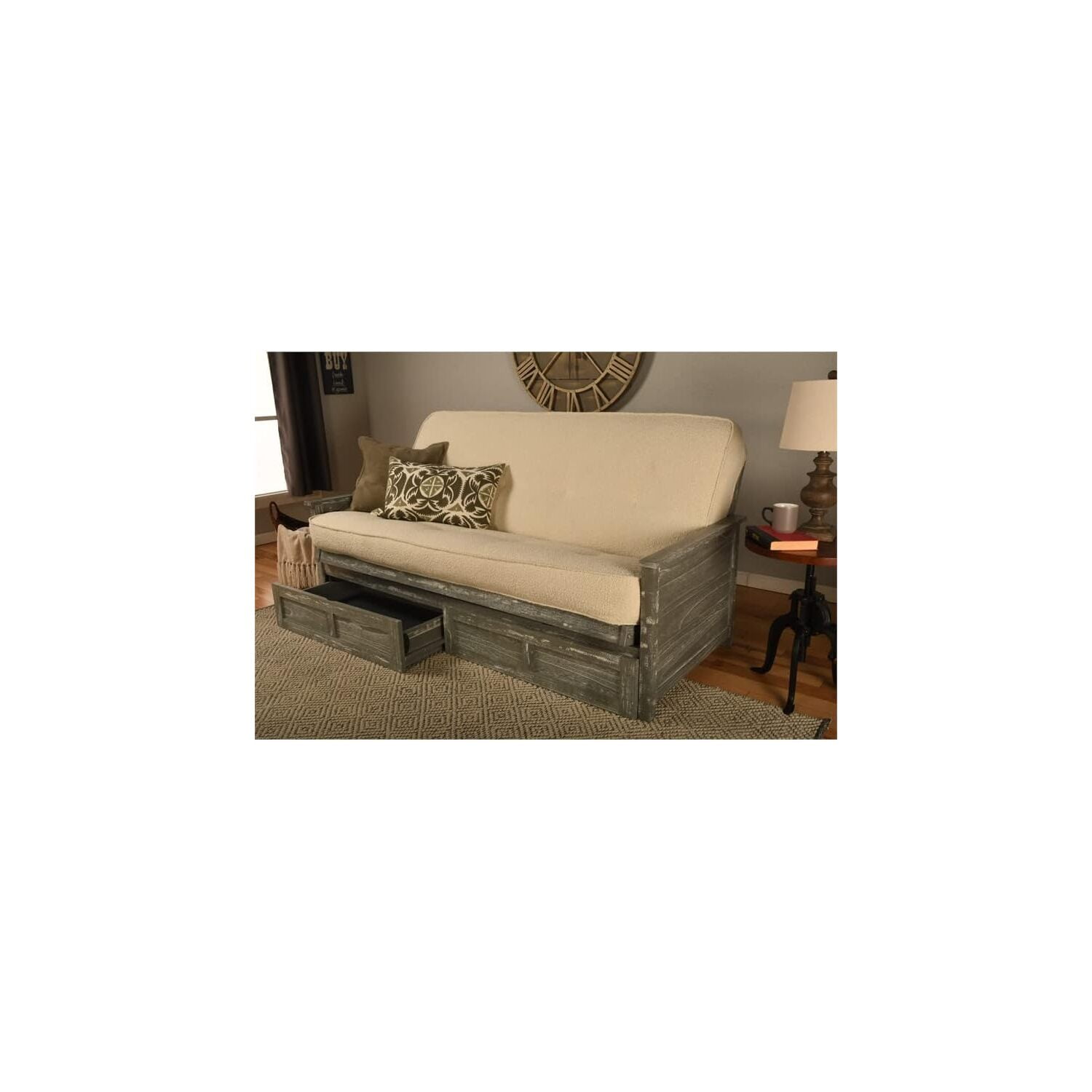 HomeStock Rustic Refinement Full Size Weathered Finish Futon Frame Set ...