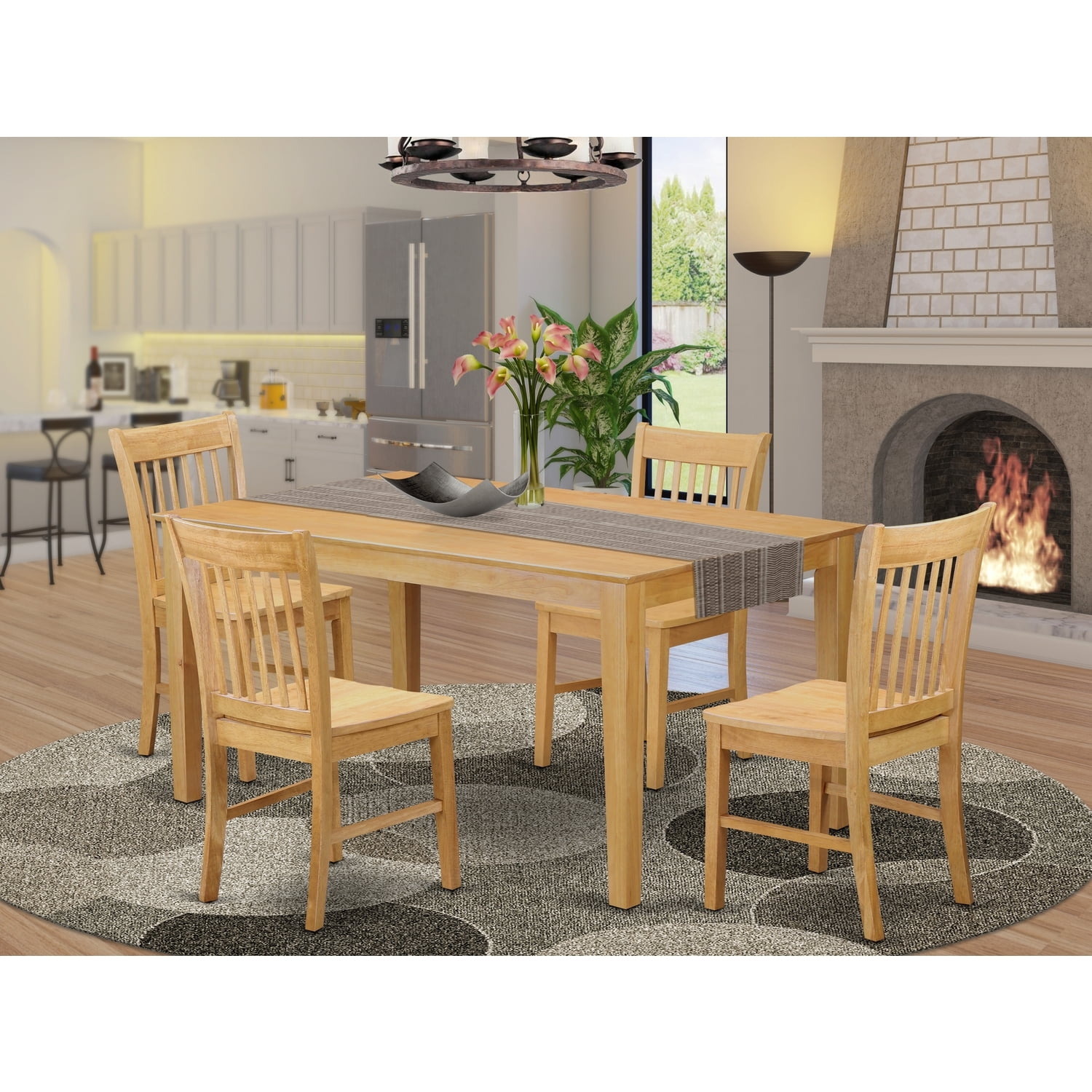 Rustic Kitchen Table Set - 7 Piece Dining Set with Table & 6 Chairs ...