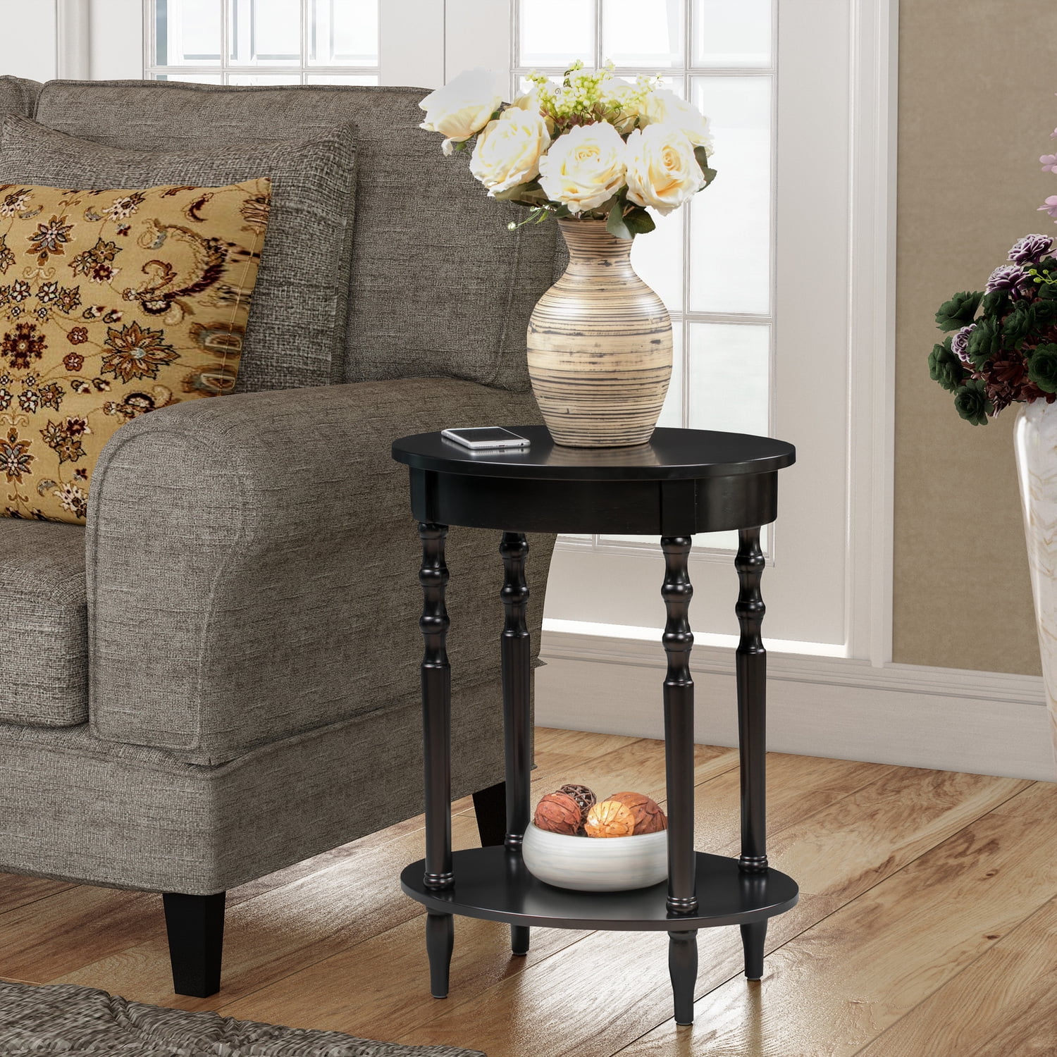 HomeStock Rustic Refinement Oval End Table - Walmart.com
