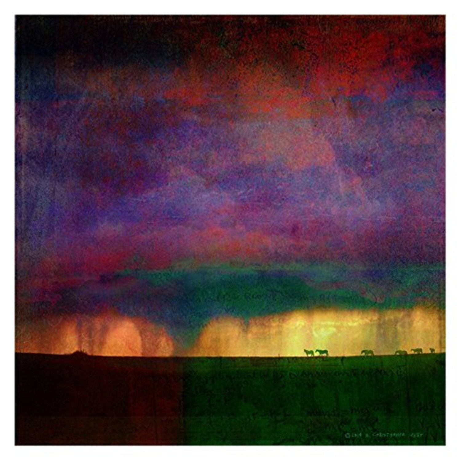 HomeStock Rustic Refinement Sketch With Horses Painting Print On ...