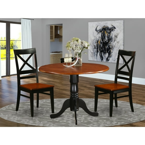 Round Dining Table Set - 3 Piece Kitchen Table & Chair Set, 42 Inch ...