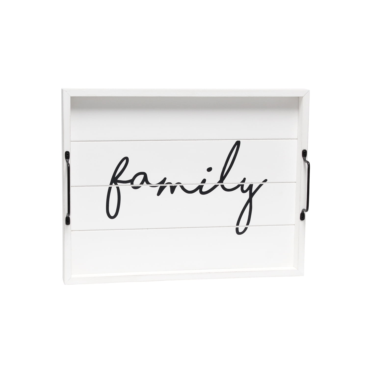 Wood Serving Tray - 15.5" x 12" - Decor with Handles - White Wash ...