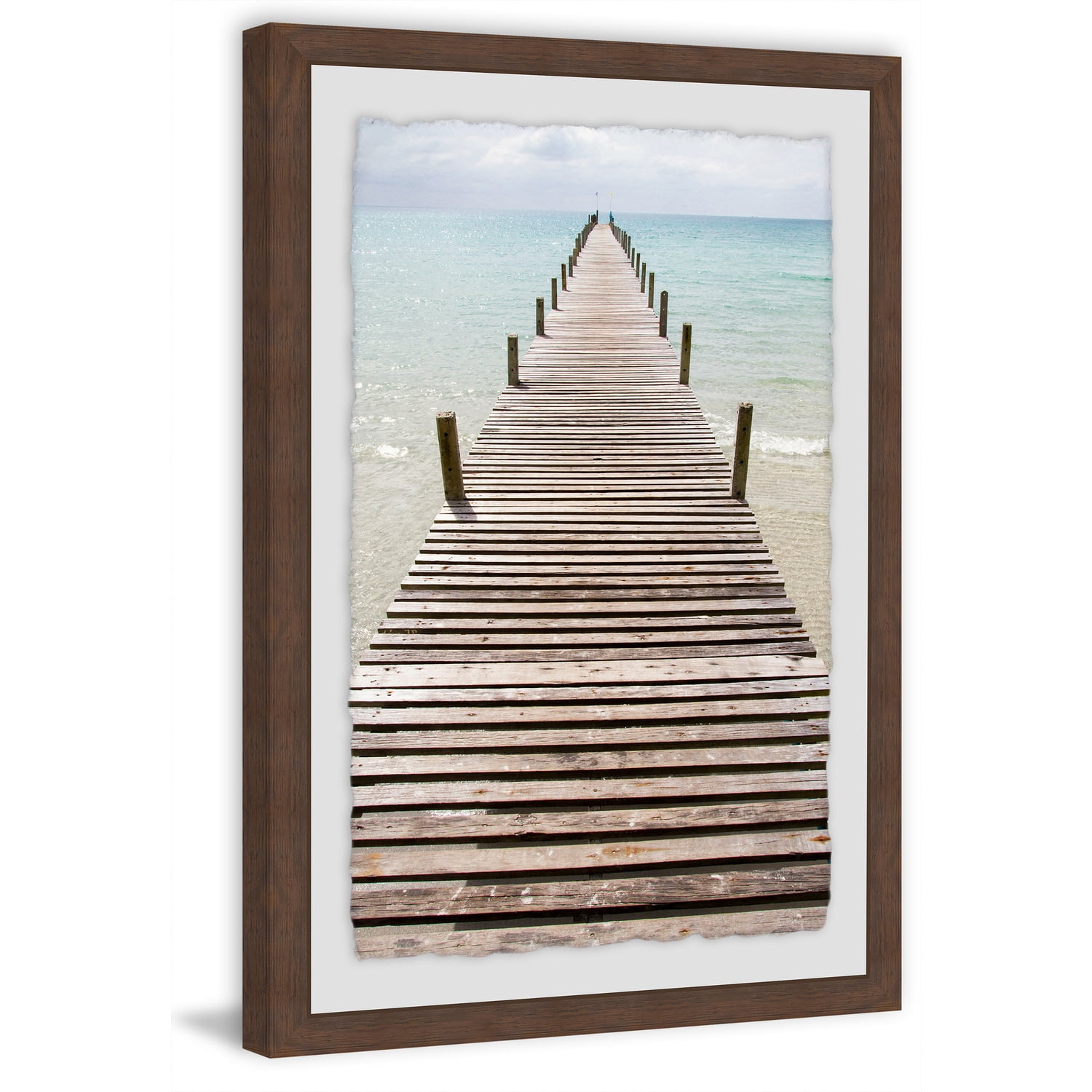 Coastal Boardwalk Painting Print - Rustic Beach Wall Art Decor for Home ...
