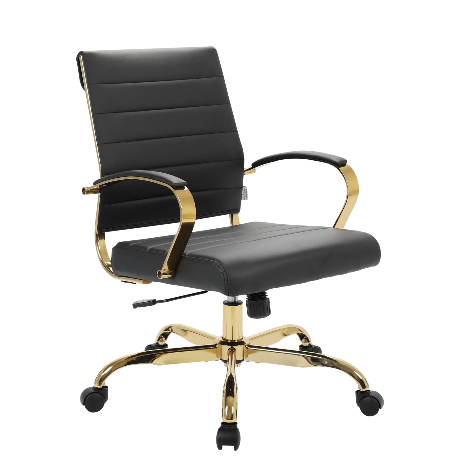 Homestock Rustic Retreat Leather Office Chair With Gold Frame ...