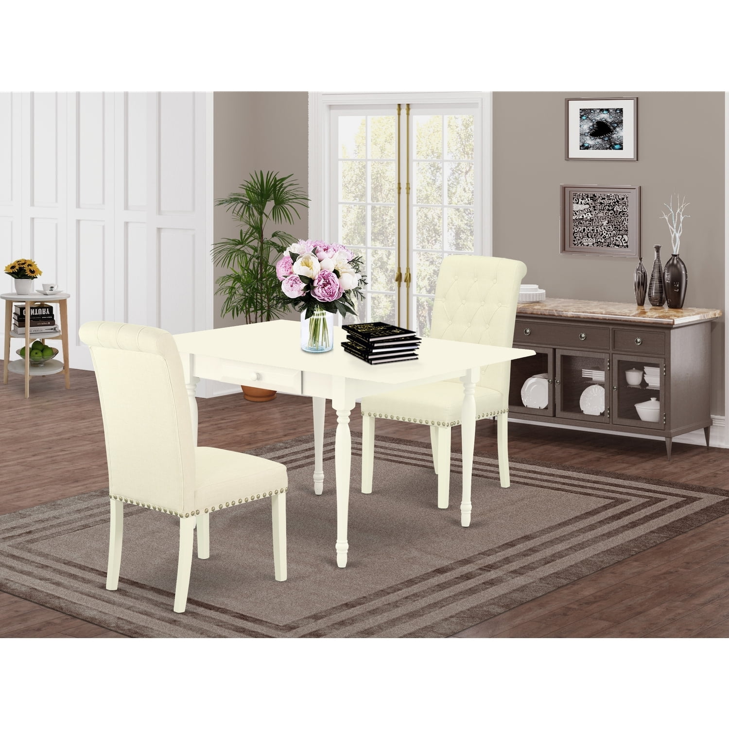HomeStock Rustic Retreat Modern Kitchen Table & Chairs Set Includes a Rectangle Dining Room ...