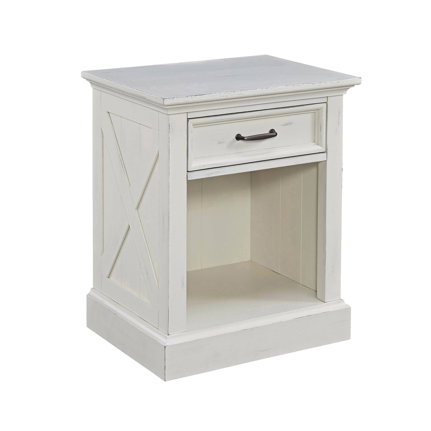 HomeStock Rustic Revival 21.75"x16.5"x26" Off White Wood Nightstand ...