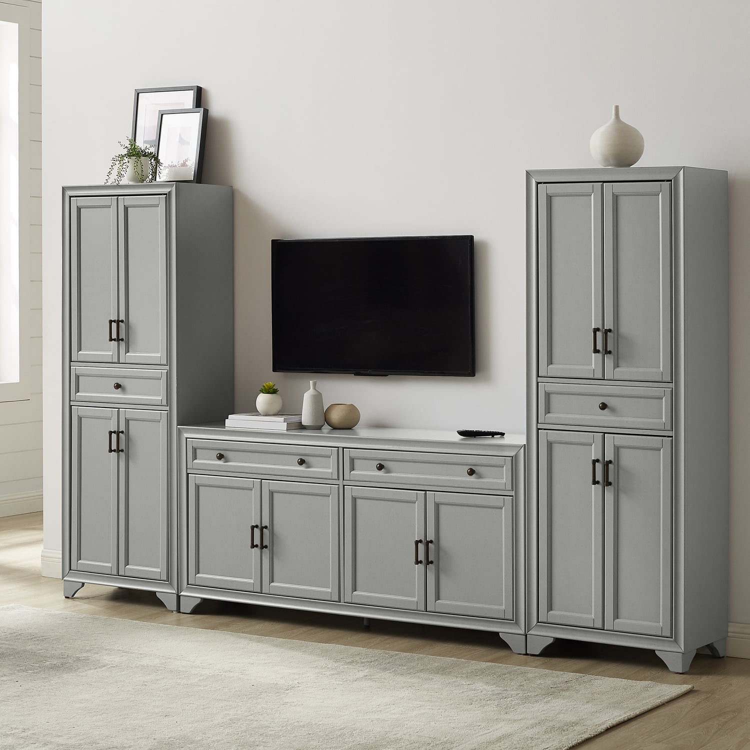 Entertainment Center Set 3-Piece - Sideboard & 2 Cabinets, Rustic ...