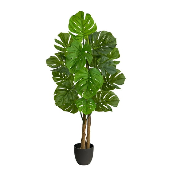 HomeStock Rustic Revival 4Ft. Monstera Artificial Tree Uv Resistant ...