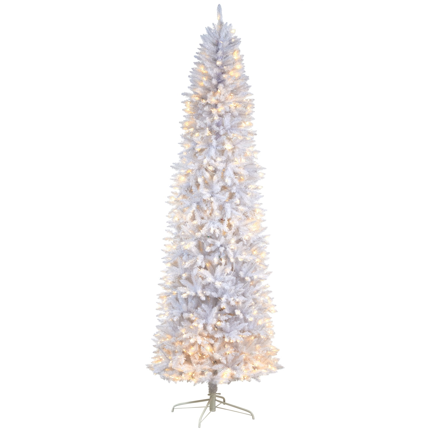 HomeStock 9ft Slim White Magic Artificial Christmas Tree with 600 Warm ...