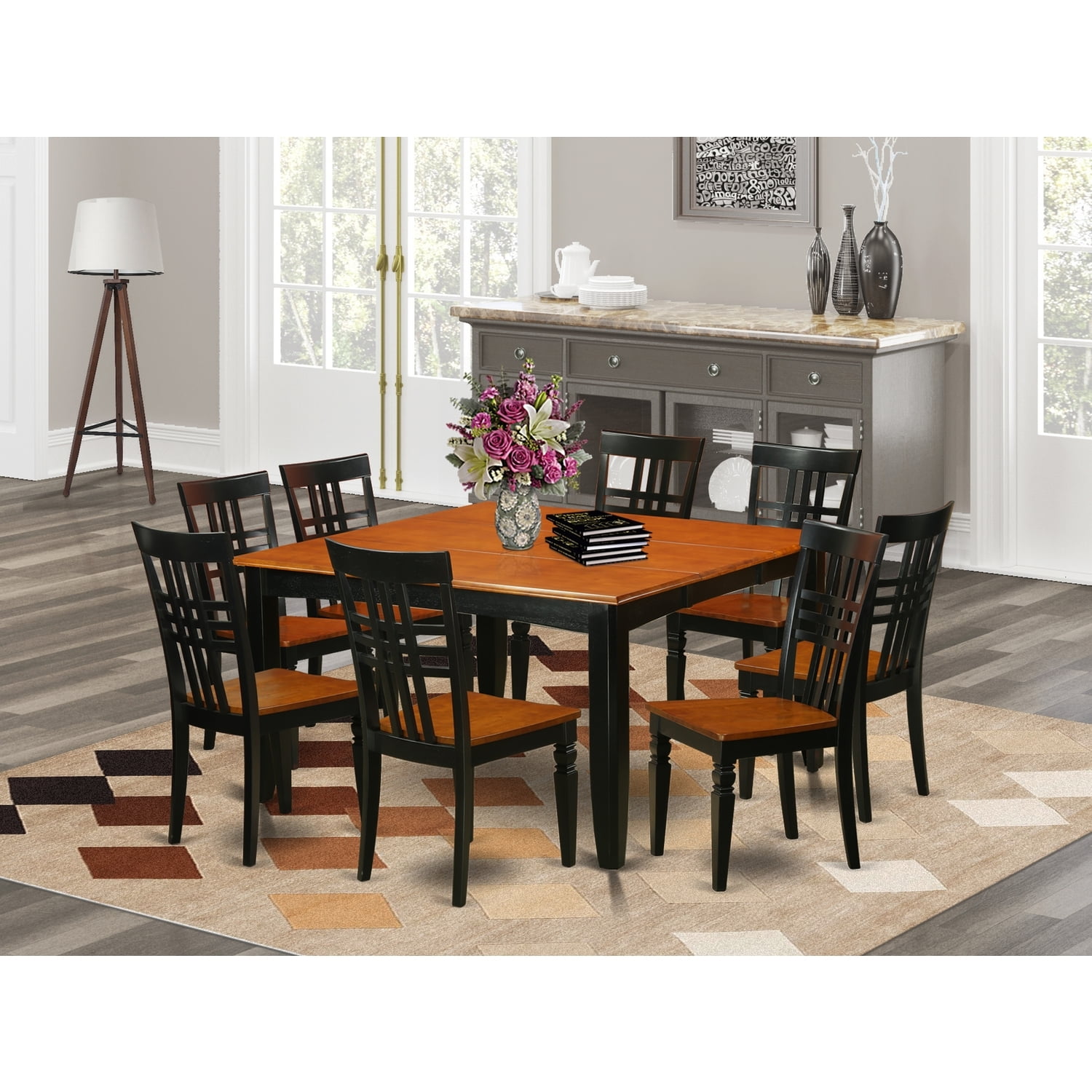 Rustic Dining Room Set - Kitchen Table with 8 Chairs - Space Saving Design - Walmart.com