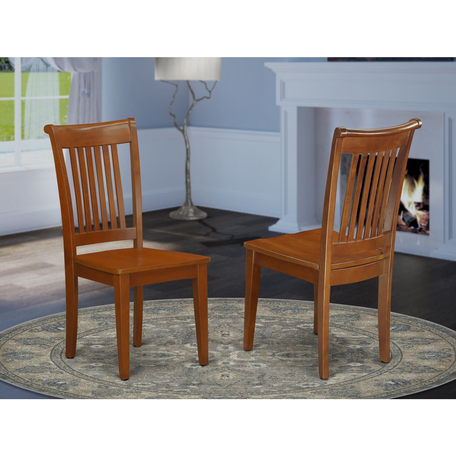 Rustic Dining Chairs - Slat Back Wood Seat - Farmhouse Style - Set of 4 ...