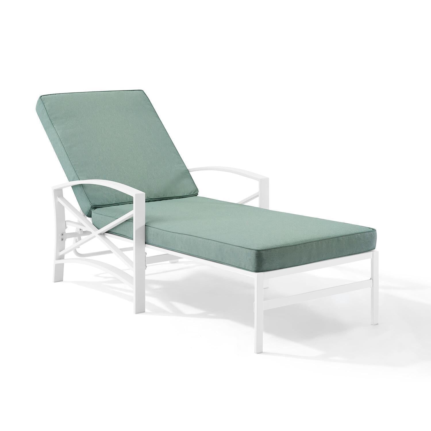HomeStock Rustic Romance Outdoor Metal Chaise Lounge, White with Mist ...