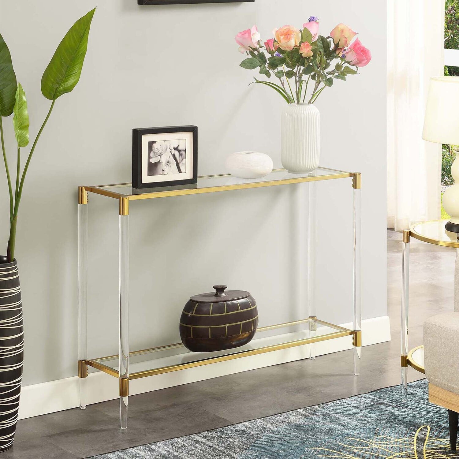 HomeStock Seaside Serenity 2 Tier Acrylic Glass Console Table - Walmart.com