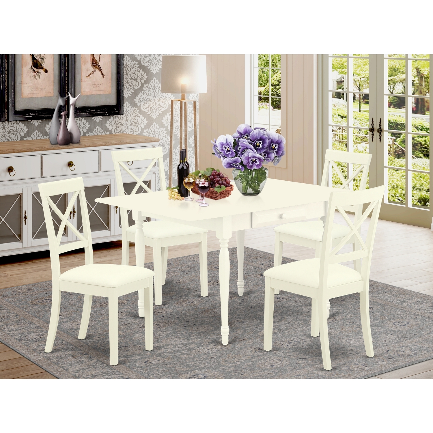 HomeStock Seaside Serenity 5Pc Dinette Set Includes A Dining Room Table ...