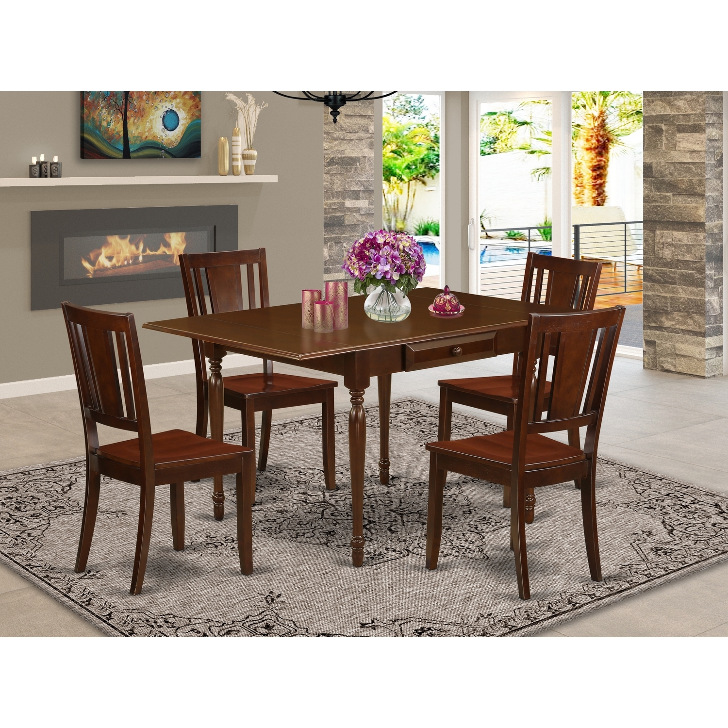 HomeStock Seaside Serenity 5Pc Dinette Sets For Small Spaces Contains A ...
