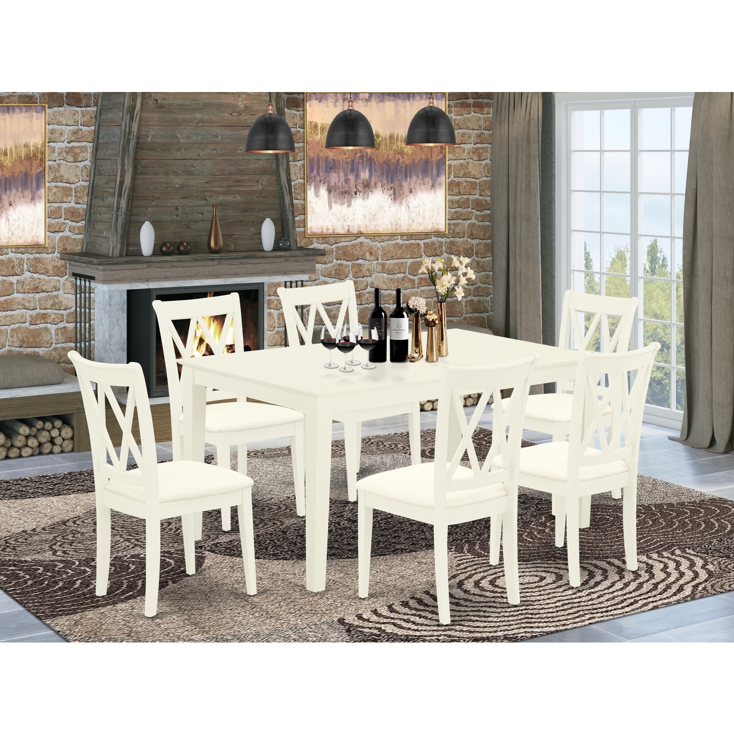 HomeStock Seaside Style 7Pc Dinette Set Includes A Rectangular Kitchen ...