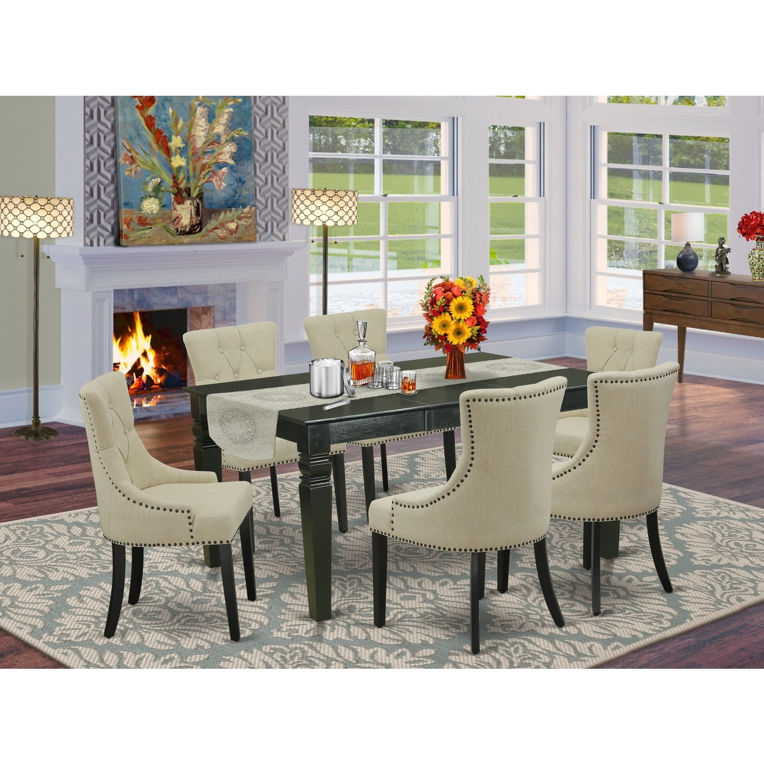HomeStock Seaside Style 7Pc Dinette Set Includes A Rectangular Kitchen ...