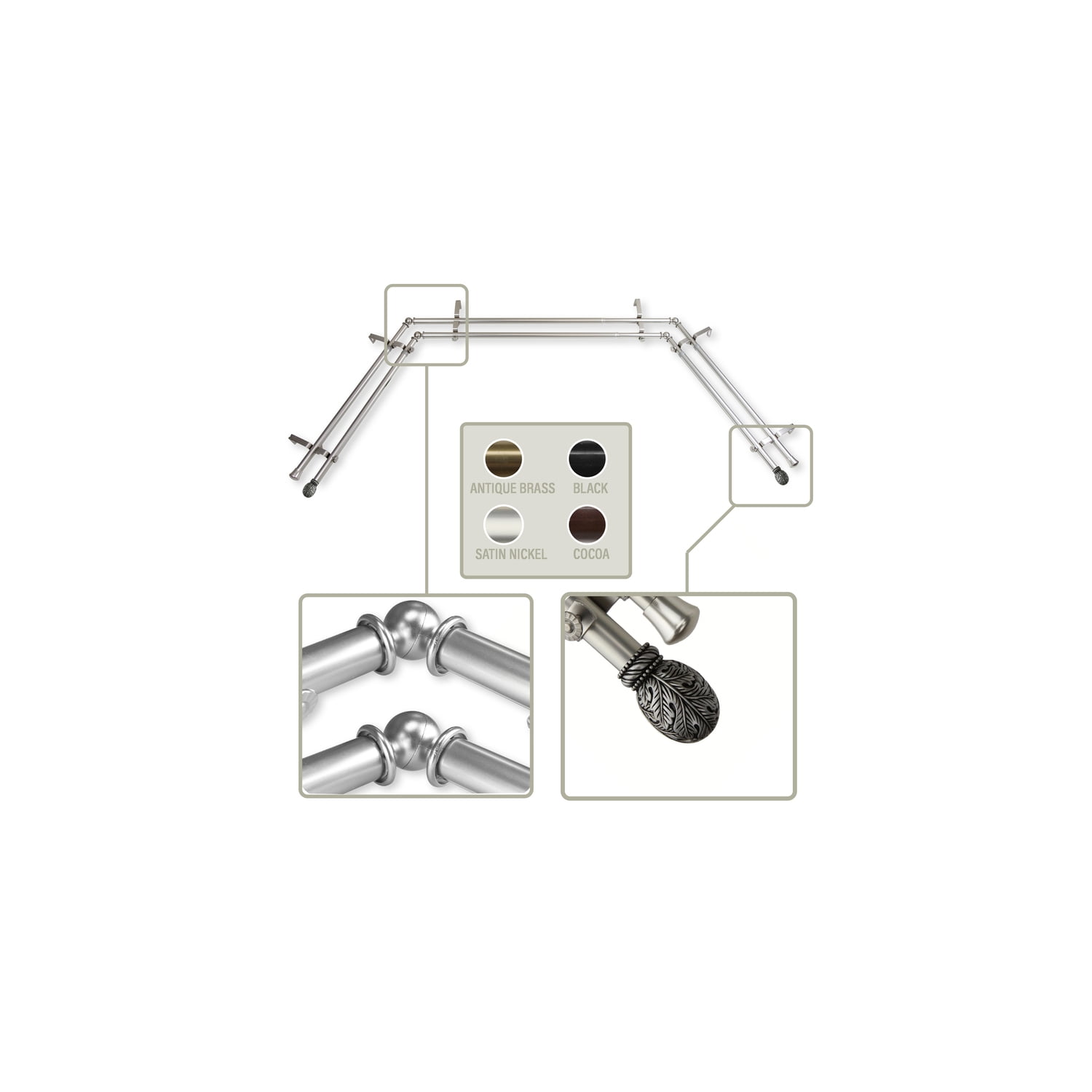 HomeStock Seaside Style Curtain Rods & Hardware, Featuring Adjustable ...