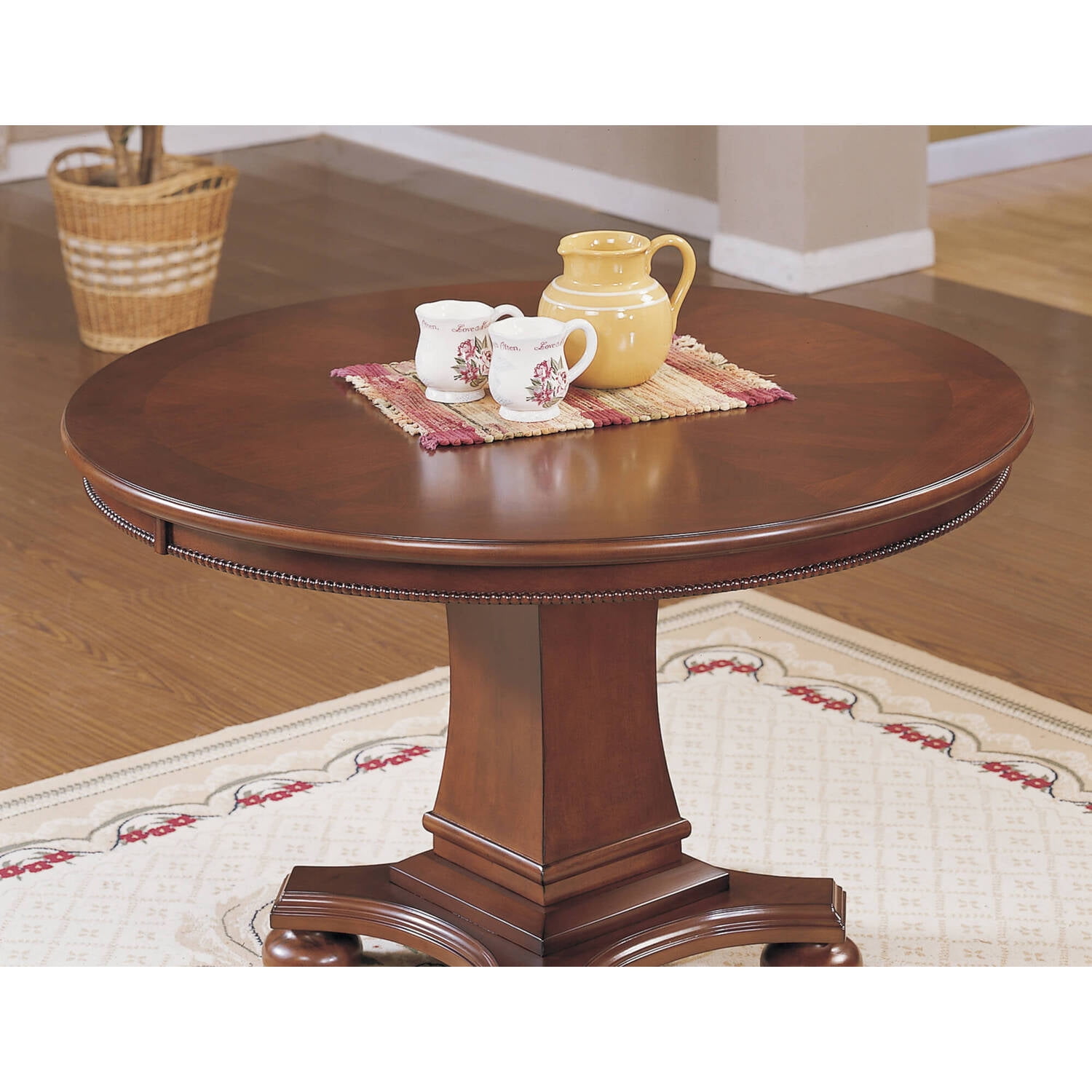 Round Dining Table 48"Game Table Reversible TopSeats 6Brown Cherry Wood ...