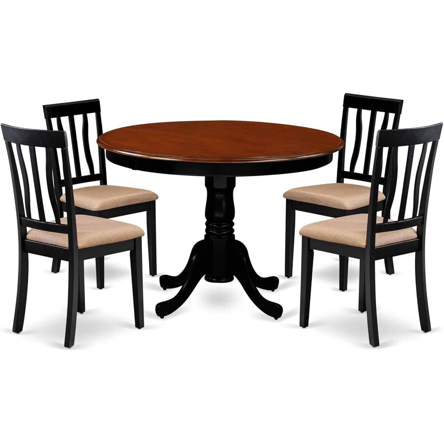 HomeStock Set-Dining Table And Dinette Chairs, Black & Cherry, 42 ...
