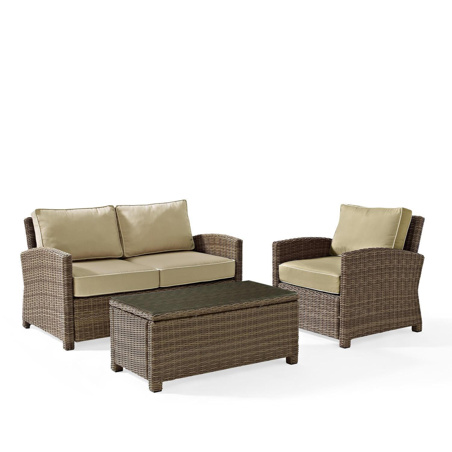 HomeStock Baroque Beauty 3 Piece Weathered Brown Outdoor Patio Wicker ...