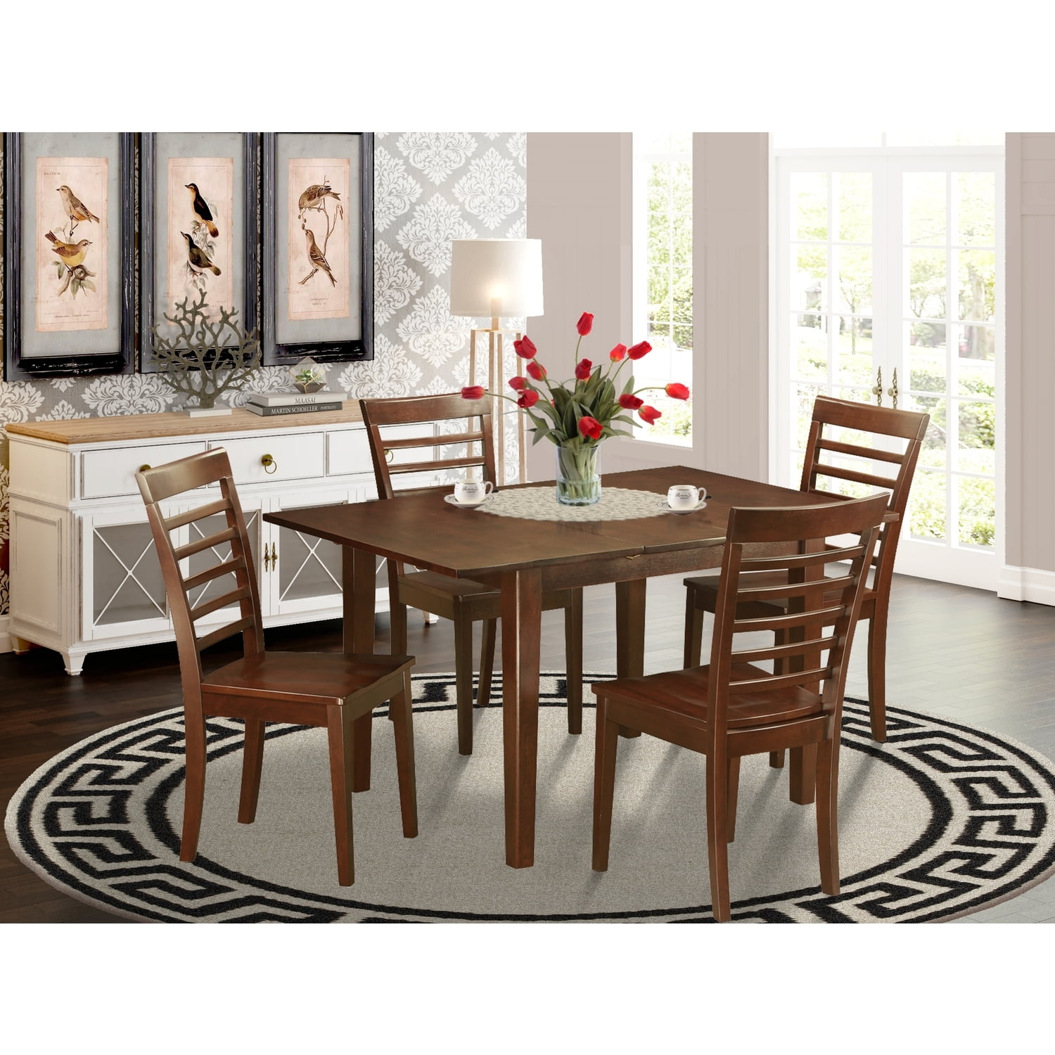 HomeStock Mid-Century Marvel 5 Piece Dinette Table Set - Walmart.com