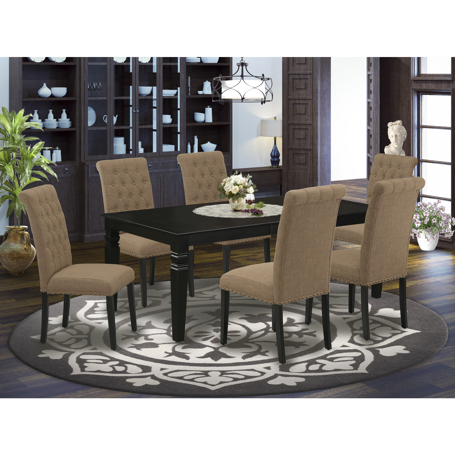 HomeStock Shabby Elegance 7Pc Dinette Set Includes A Rectangular Kitchen Table With Butterfly ...