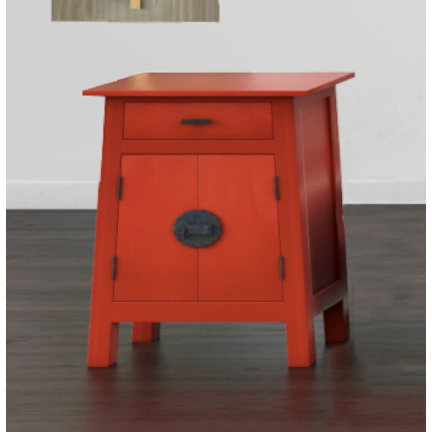 HomeStock Solid Wood Zen End Table , Distressed Red Nightstand , Fully ...