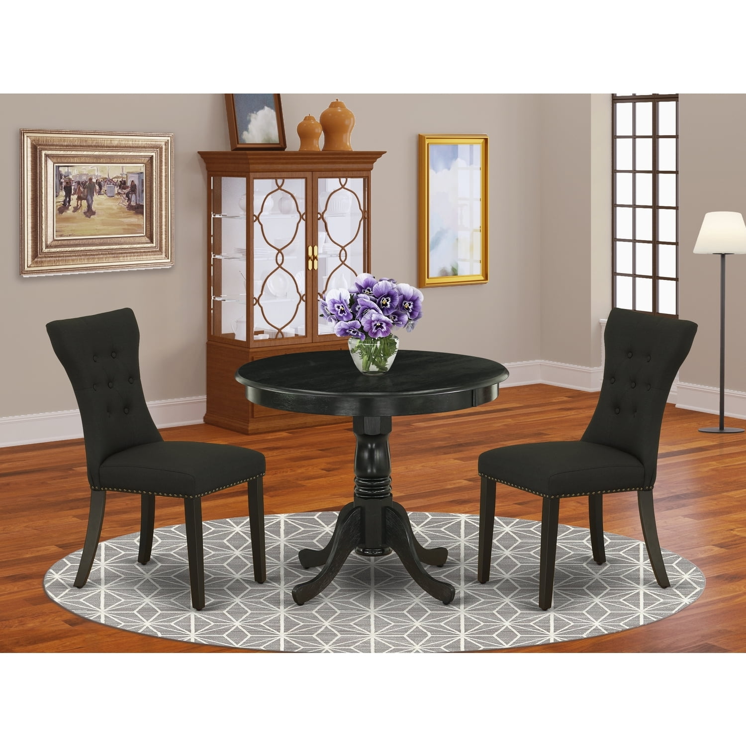 Homestock Sophisticated Simplicity 3 Piece Dining Set Included A Round ...