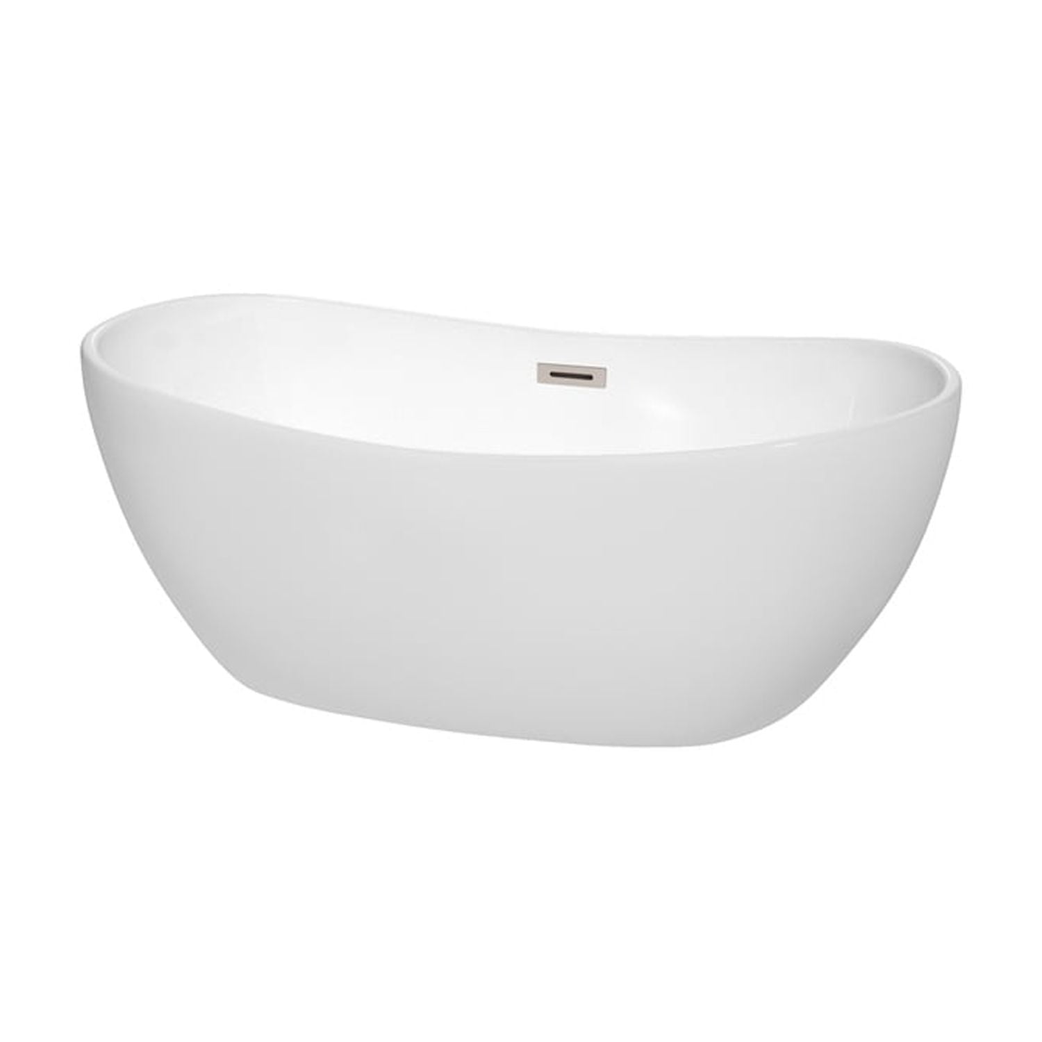 60 Inch Freestanding Bathtub - White Bathroom Tub with Brushed Nickel ...