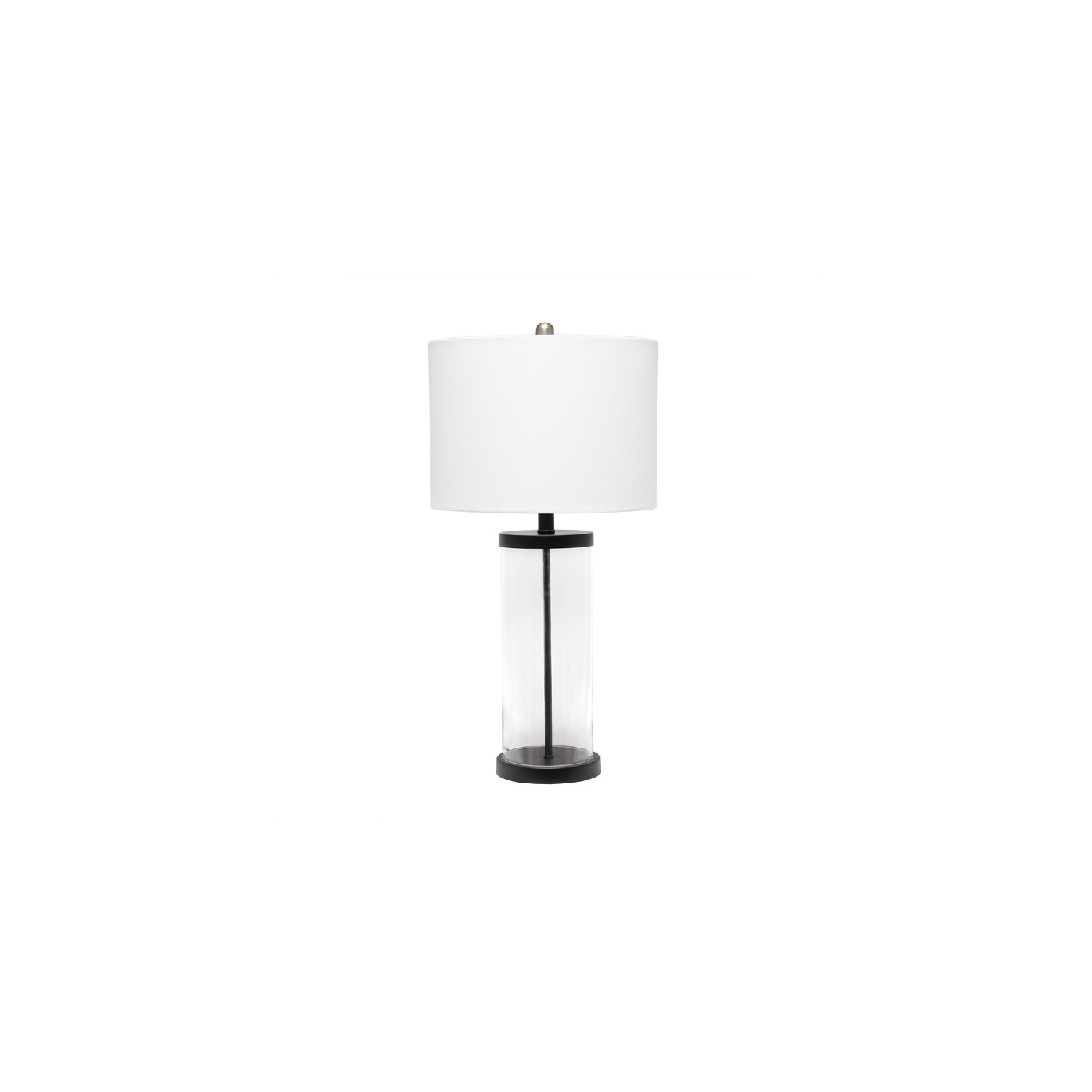 Glass Table Lamp - Modern Enclosed Design with Black Metal & White ...