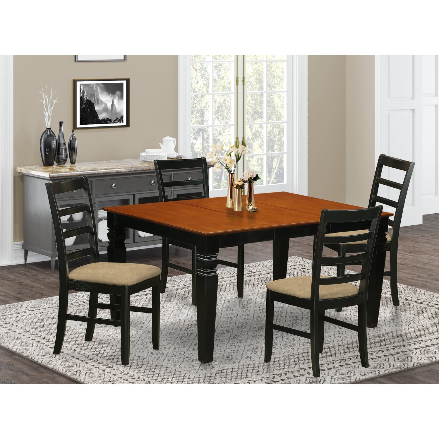 Kitchen Table Set with Dining Chairs - 7 Piece Wood Table & Chair Set ...