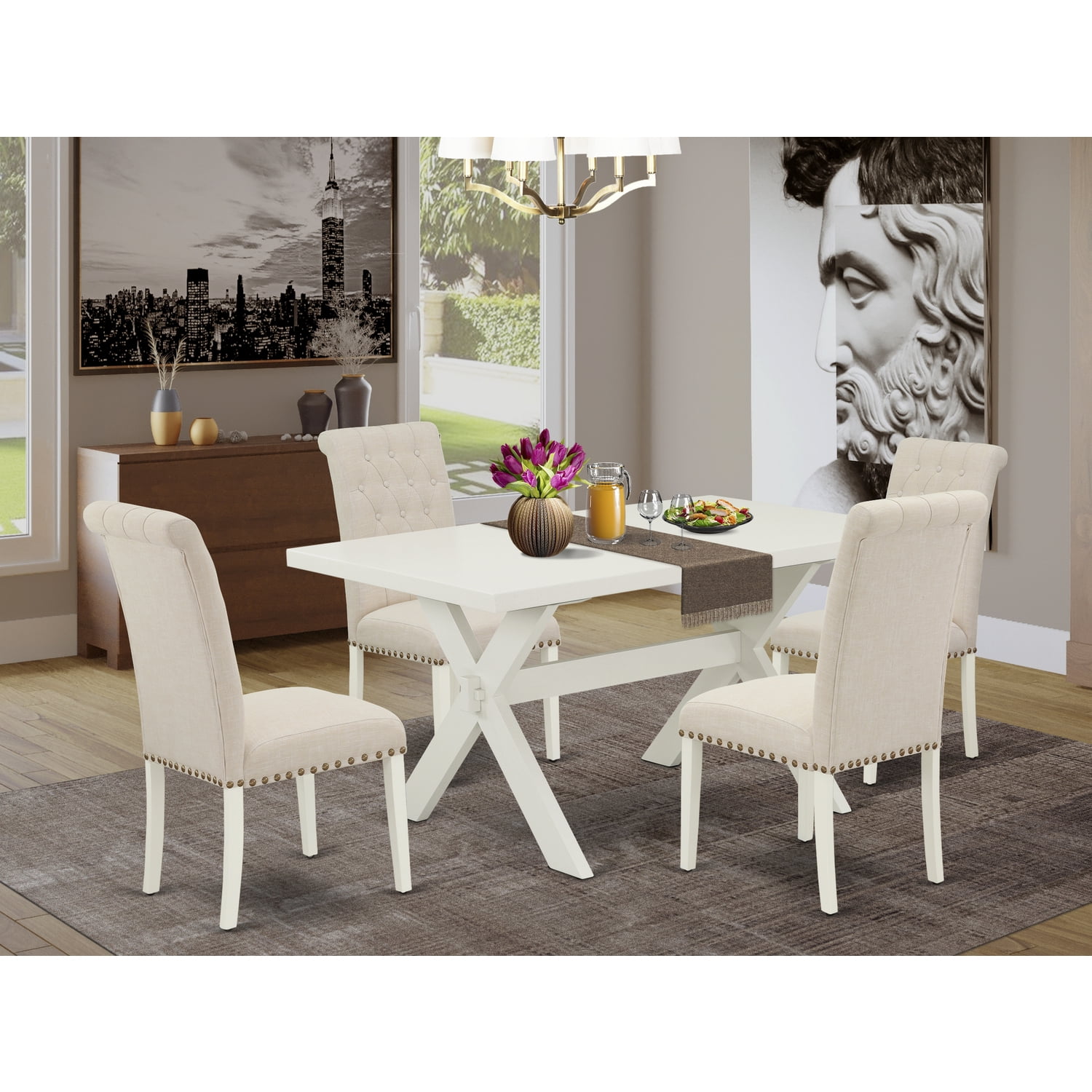 5-Piece Dinette Set - Modern Dining Table with 4 Chairs - Walmart.com