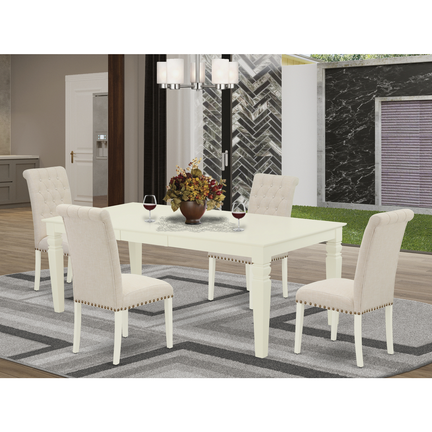 HomeStock Sophisticated Simplicity s 5Pc Dining Set Includes A Rectangle Dining Table With ...