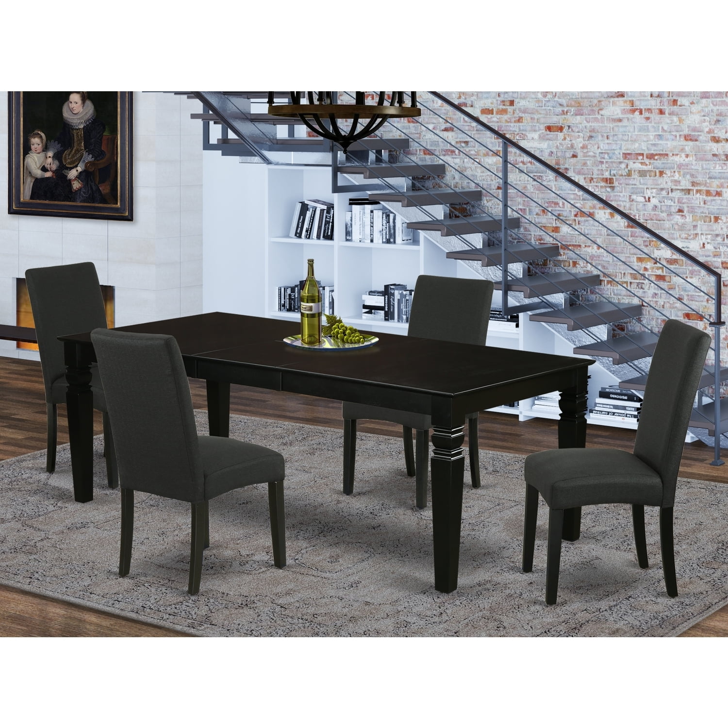 HomeStock Sophisticated Simplicity s 5Pc Rectangular 66/84 Inch Table ...