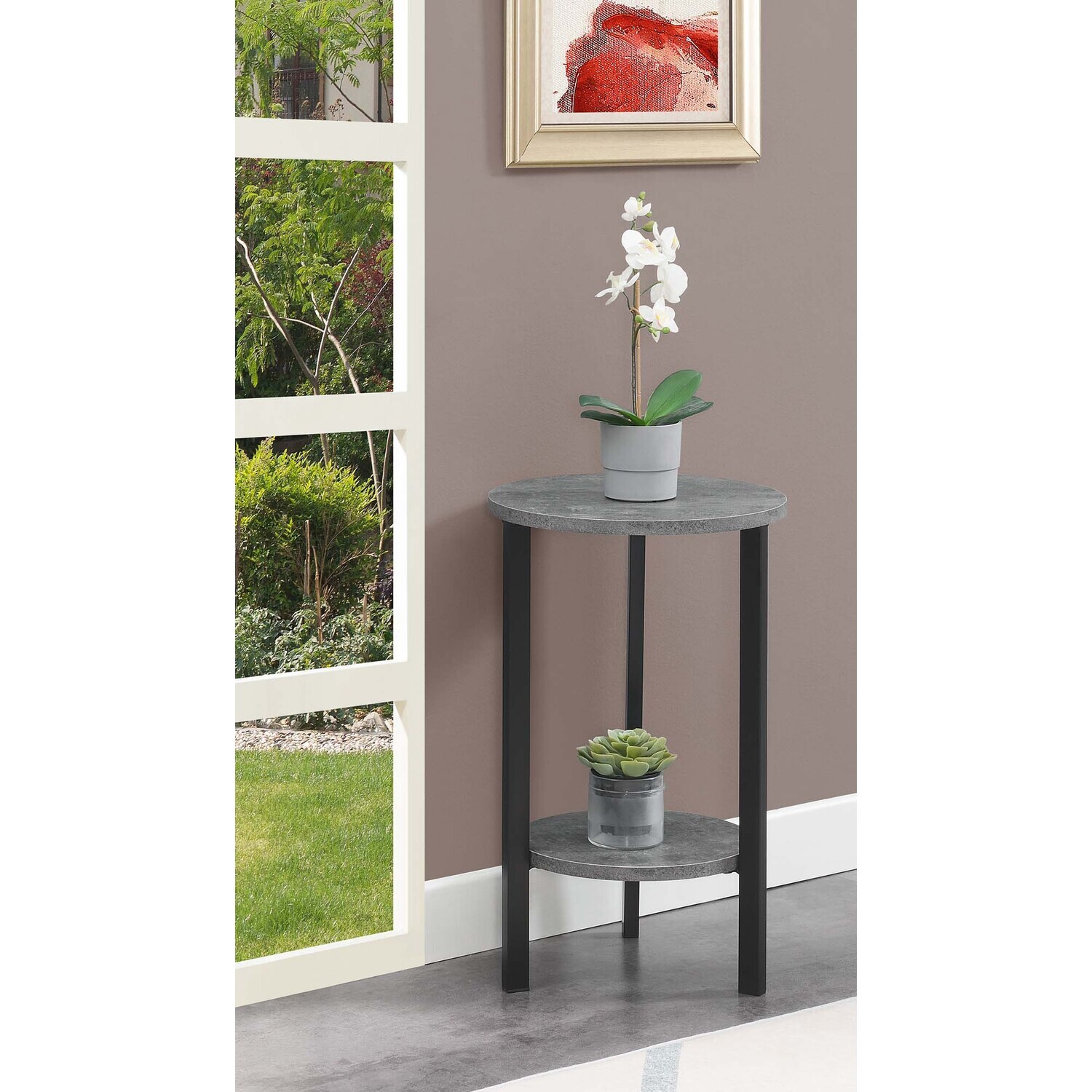 24 Inch 2 Tier Plant Stand Indoor Outdoor Metal Flower Pot Display ...