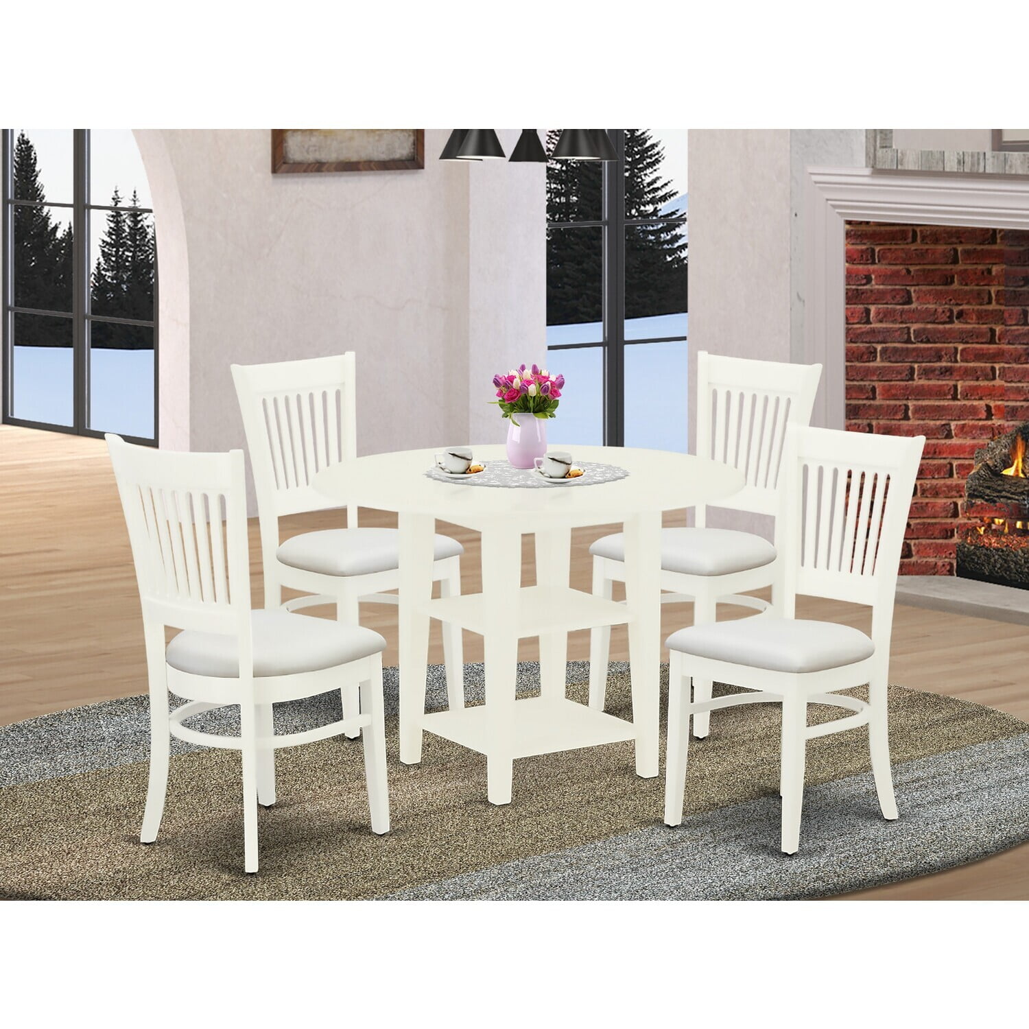 HomeStock Southwestern Sanctuary 5-Pc Round Dinette Set 4 Dining Chairs ...