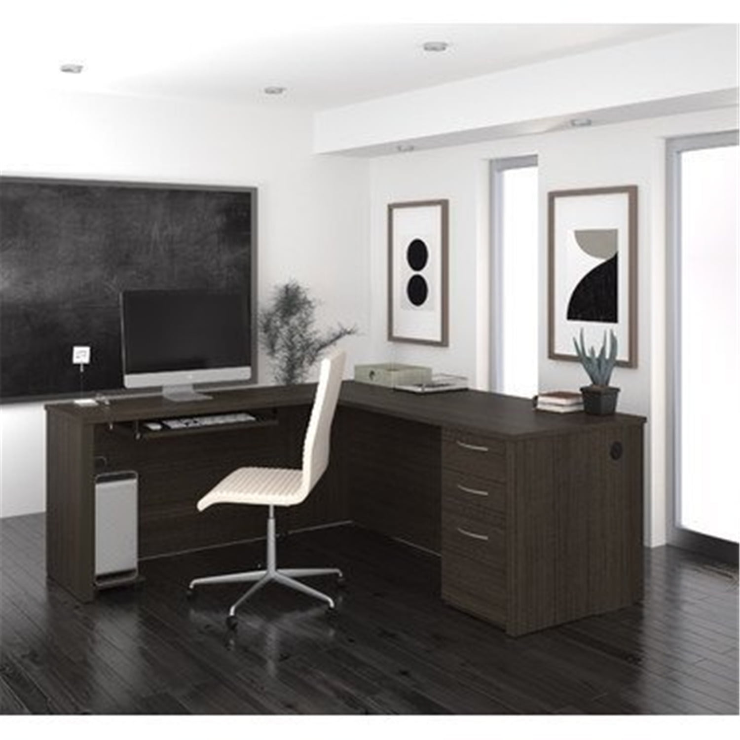 HomeStock Southwestern Sanctuary 71" L-Shaped Desk In Dark Chocolate ...