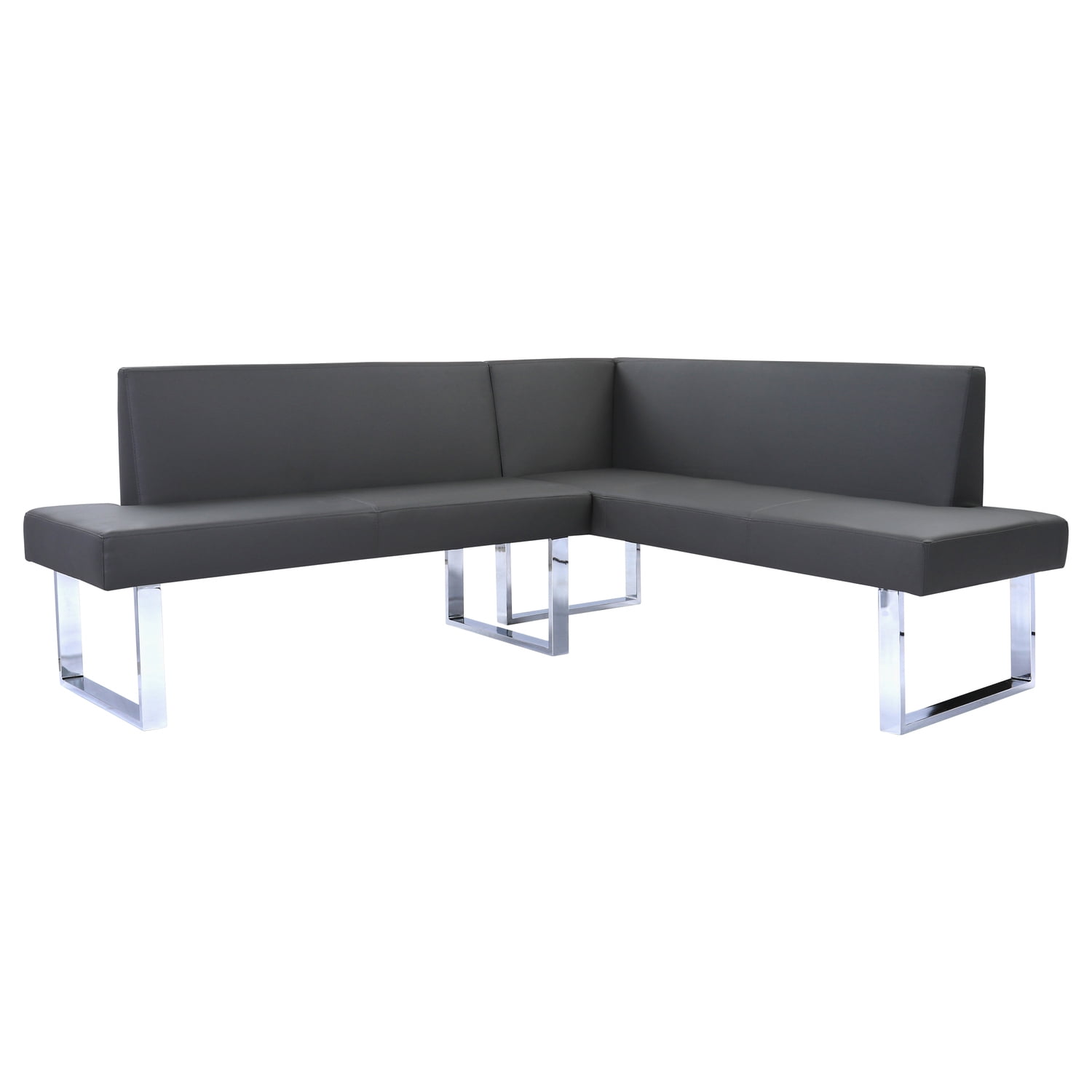 Corner Dining Bench Southwestern Style - 80" Gray Faux Leather - Modern ...